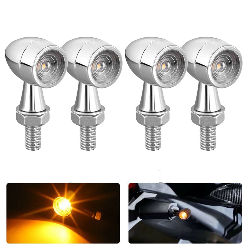 4x Chrome Mini Motorcycle LED Turn Signal Indicators Light Bike ...