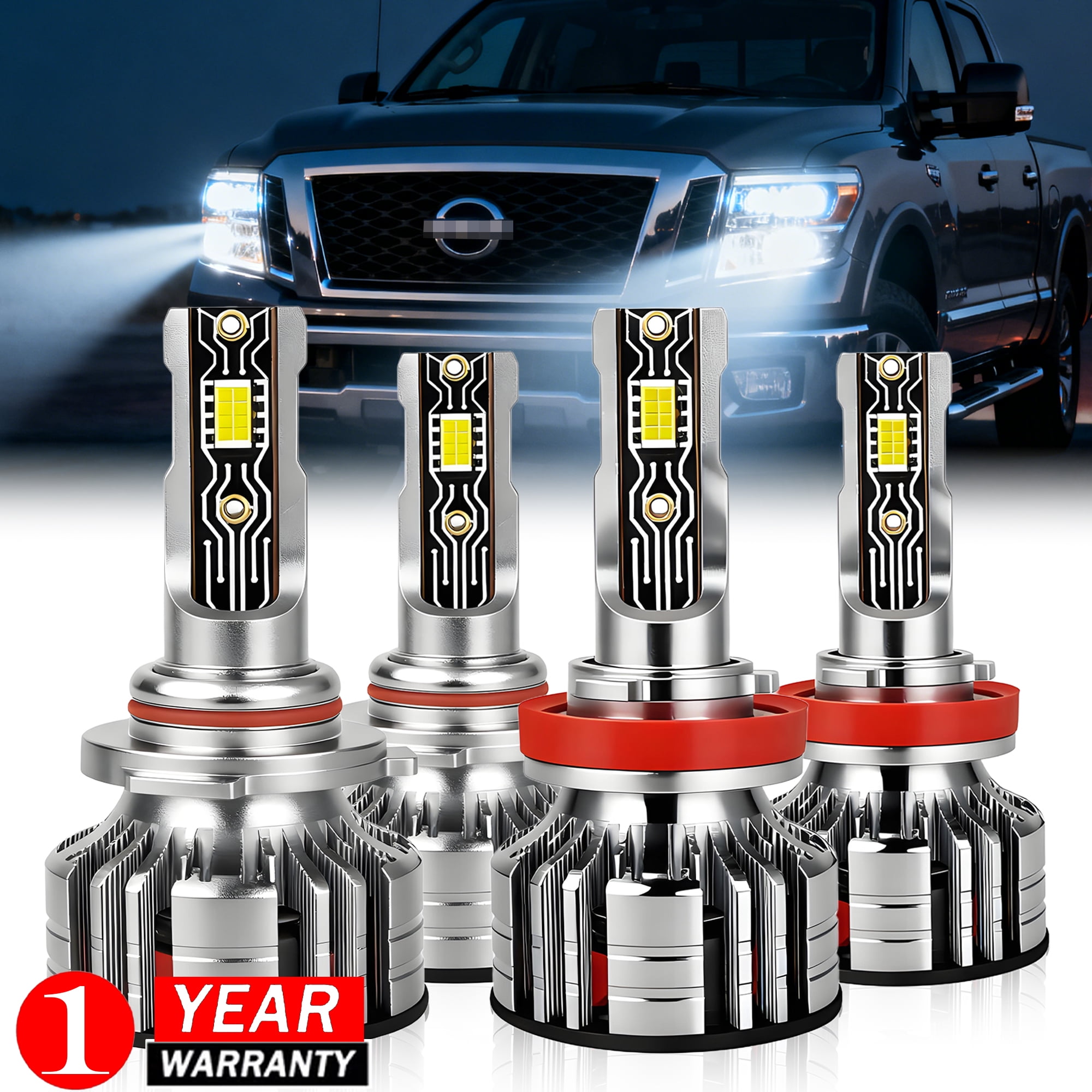4x Combo LED Bulbs for 2016-2019 Nissan Titan XD Headlight Lights ...