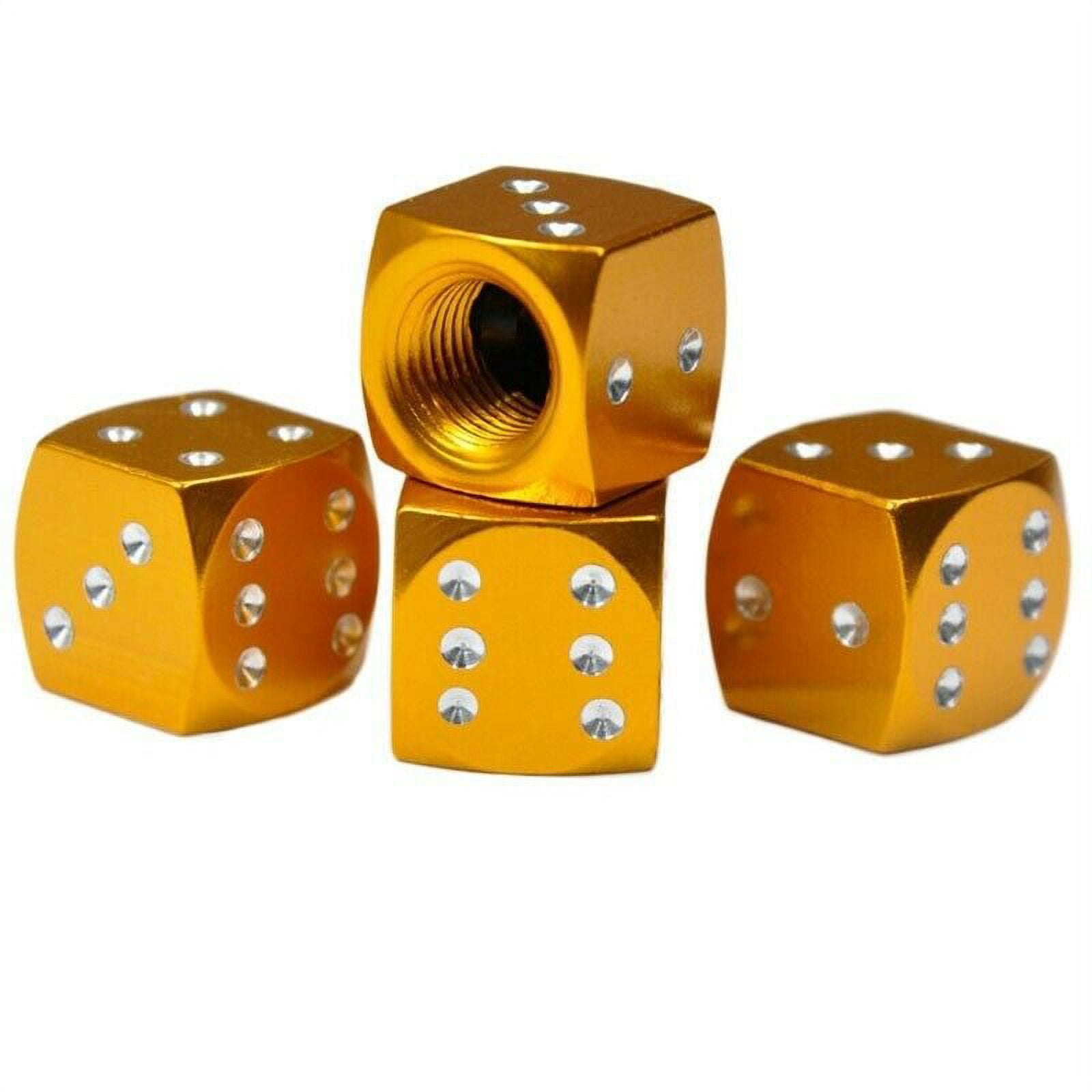 4x Dice Die Gold/Orange Valve Stem Chrome Air Tire Caps Covers ...