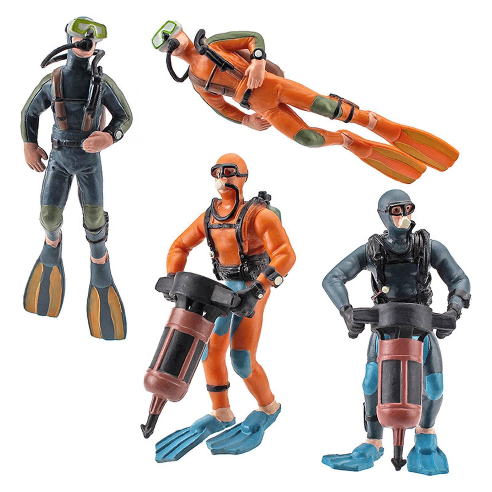 4x Doll Toy, Figures Model Solid Seabed Exploration Diver Doll Scene ...