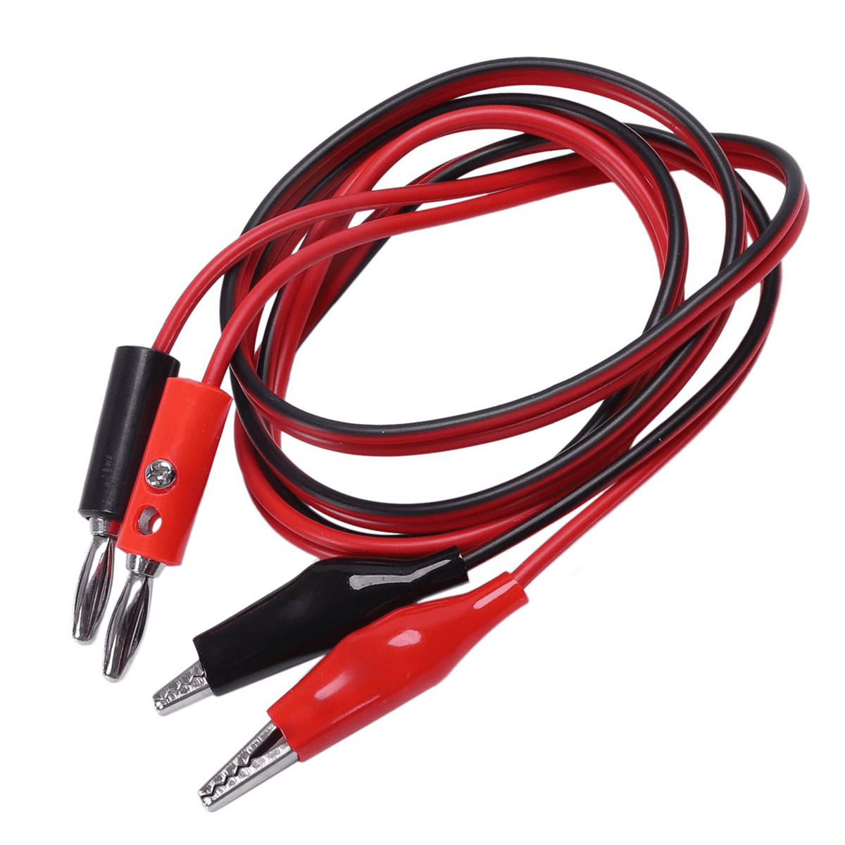 4x Dual Clips Banana Plug Male to 2 Test Leads Black and Red Cable ...
