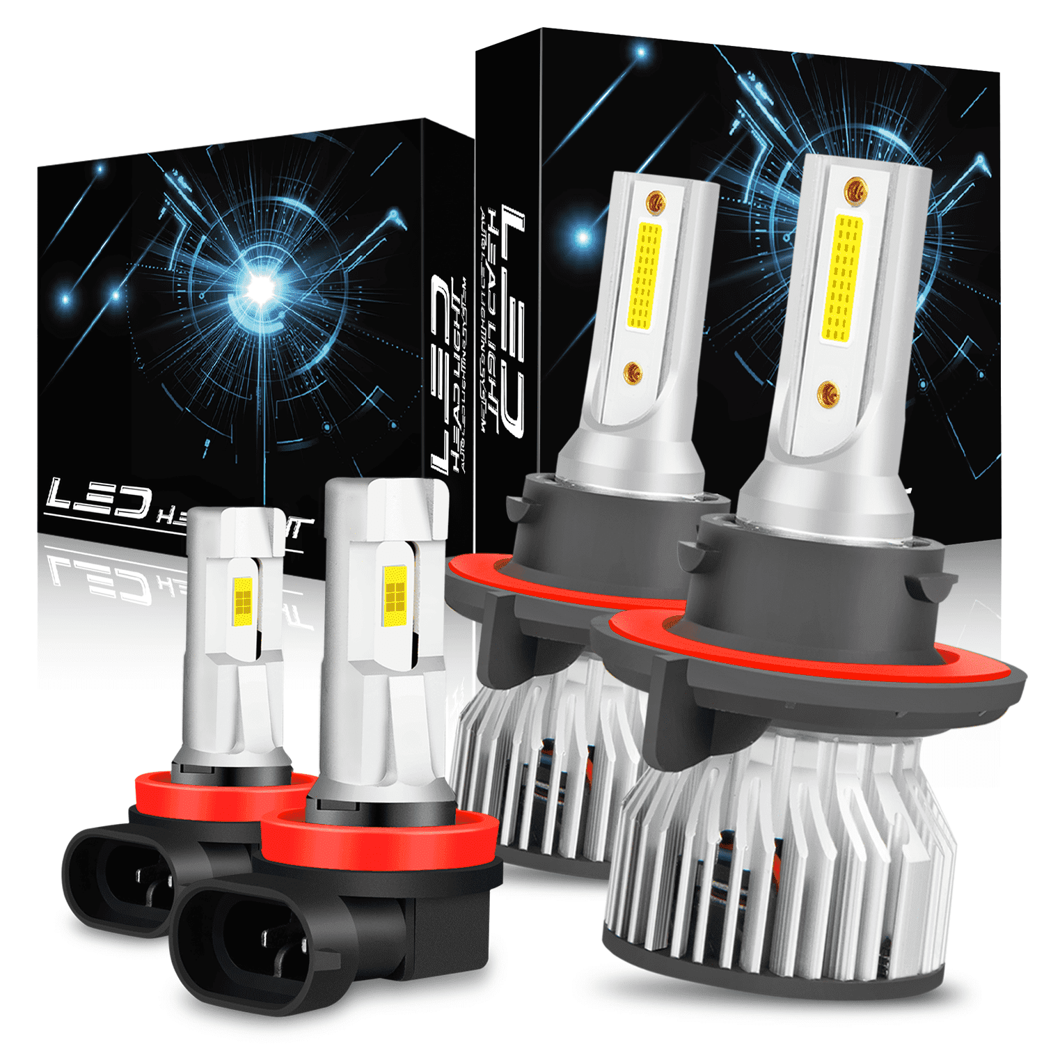 4x For Ford Focus 2008-2011 White 9008/H13 LED Headlights Hi/Lo Beam ...