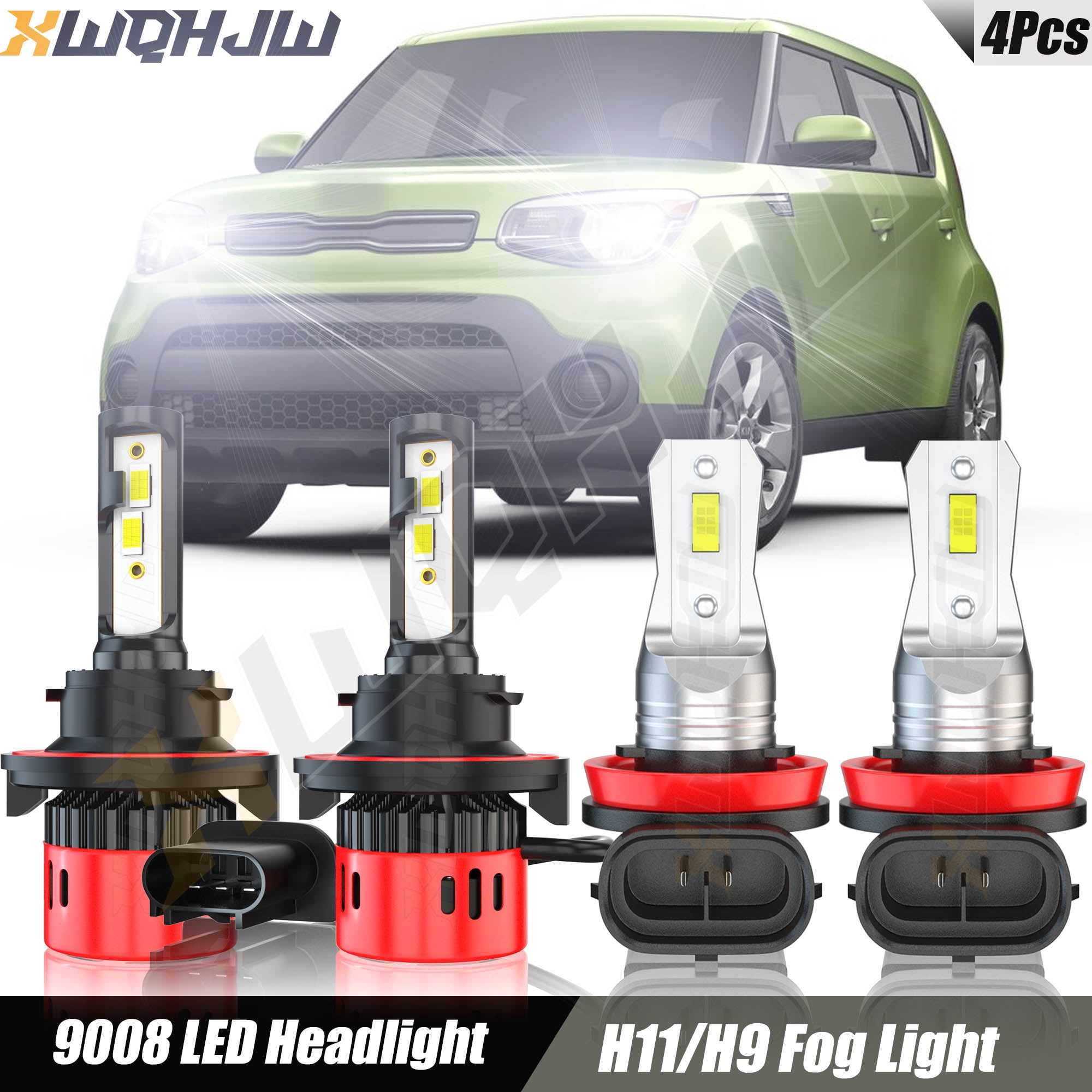 4x For Kia Soul w/o projector 2014-2016 LED Headlight Bulbs 9008 Hi/Lo ...