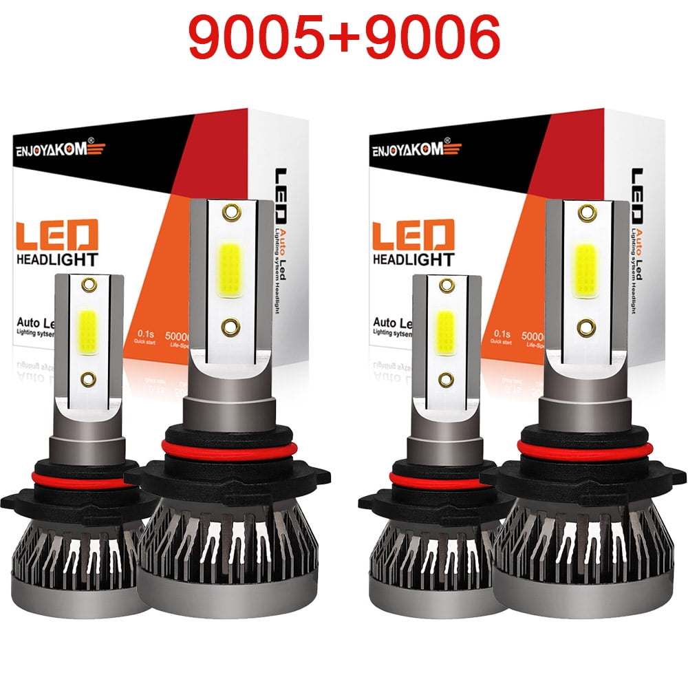 4x For TOYOTA Corolla 1993-1997 & 2001-2010 9005 9006 LED Headlight Bulbs HB3 HB4 High Low Beam ...