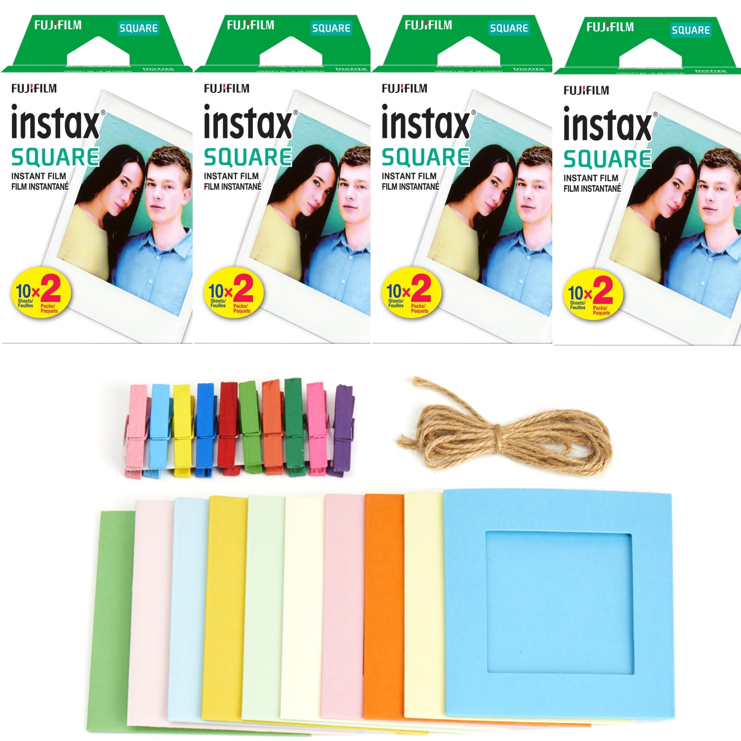 4x Fujifilm Instax Square Instant Film (80 Exposures) + Hanging Photo ...