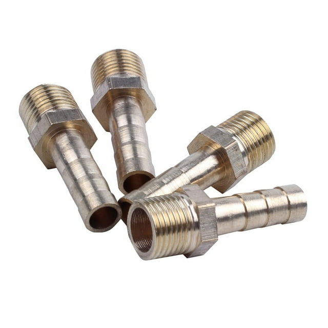 4x Gold 1/8BSP Male Thread Brass Hose Barb Coupler Fitting Connector ...