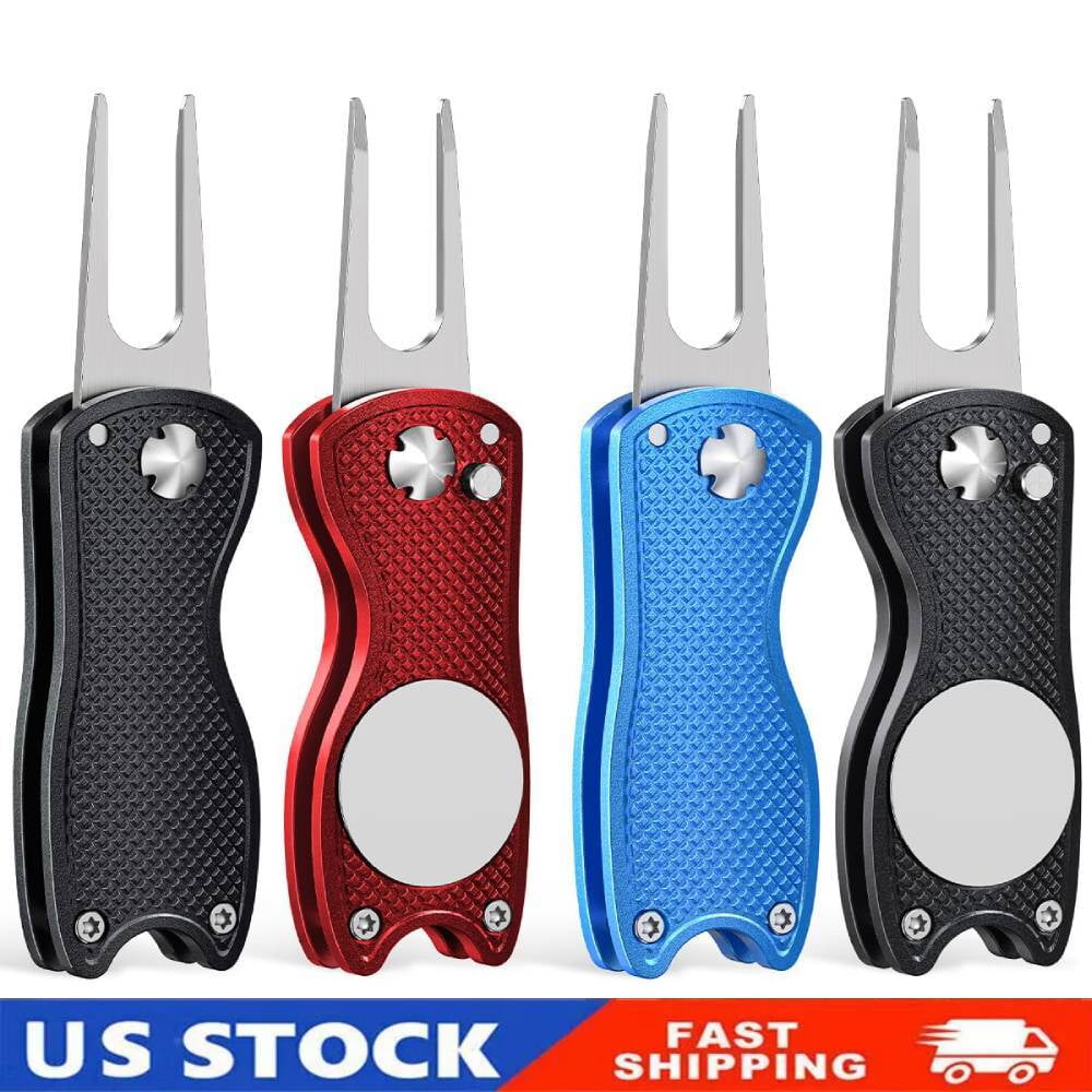 4x Golf Divot Repair Tool with Magnetic Putt Alignment Ball Marker Pop ...