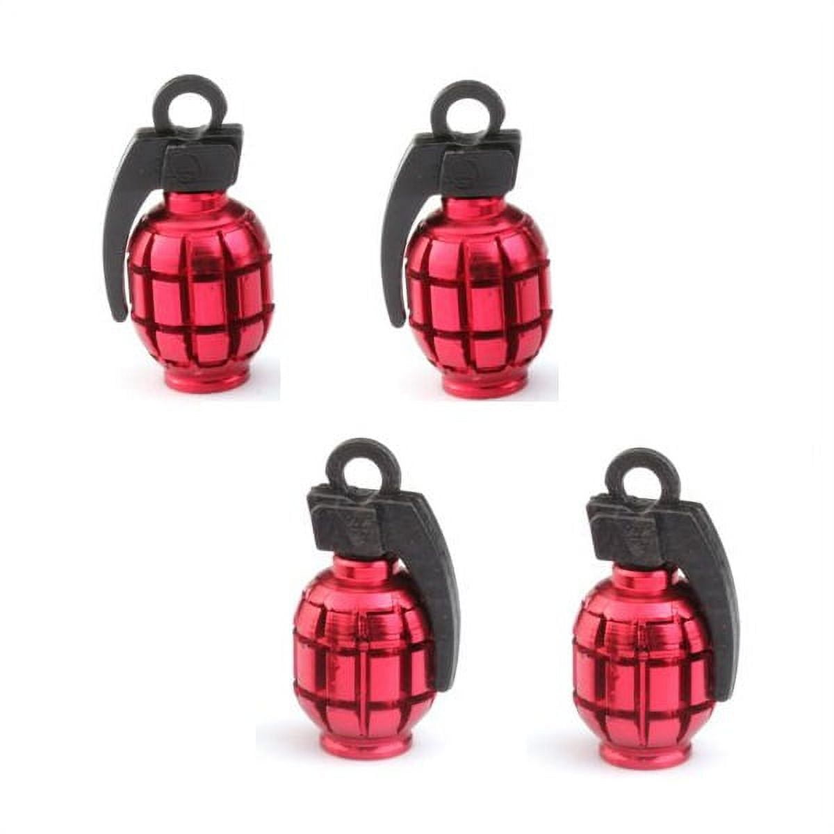 4x Grenade Shape Car Tire Valve Stem Cap Covers Screw-On Air Metal ...