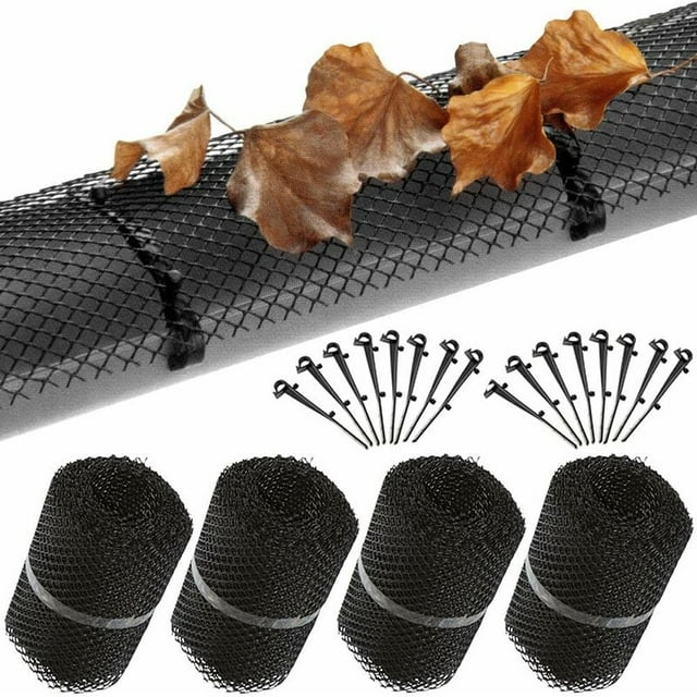 4x Gutter mesh 40 fixing clips, 6 m long, Plastic, Anti-dead leaves ...