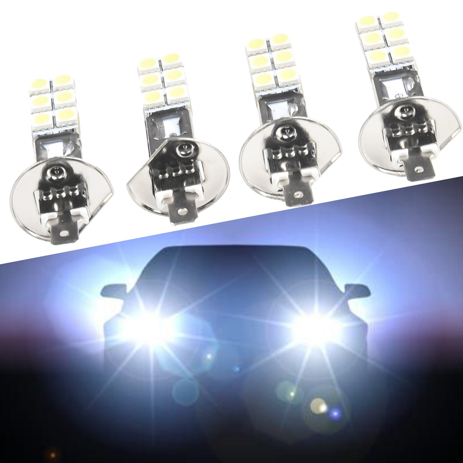 4X H1 6000K Super White Dc12V-24V Led Headlight Bulbs Kit Fog Driving ...