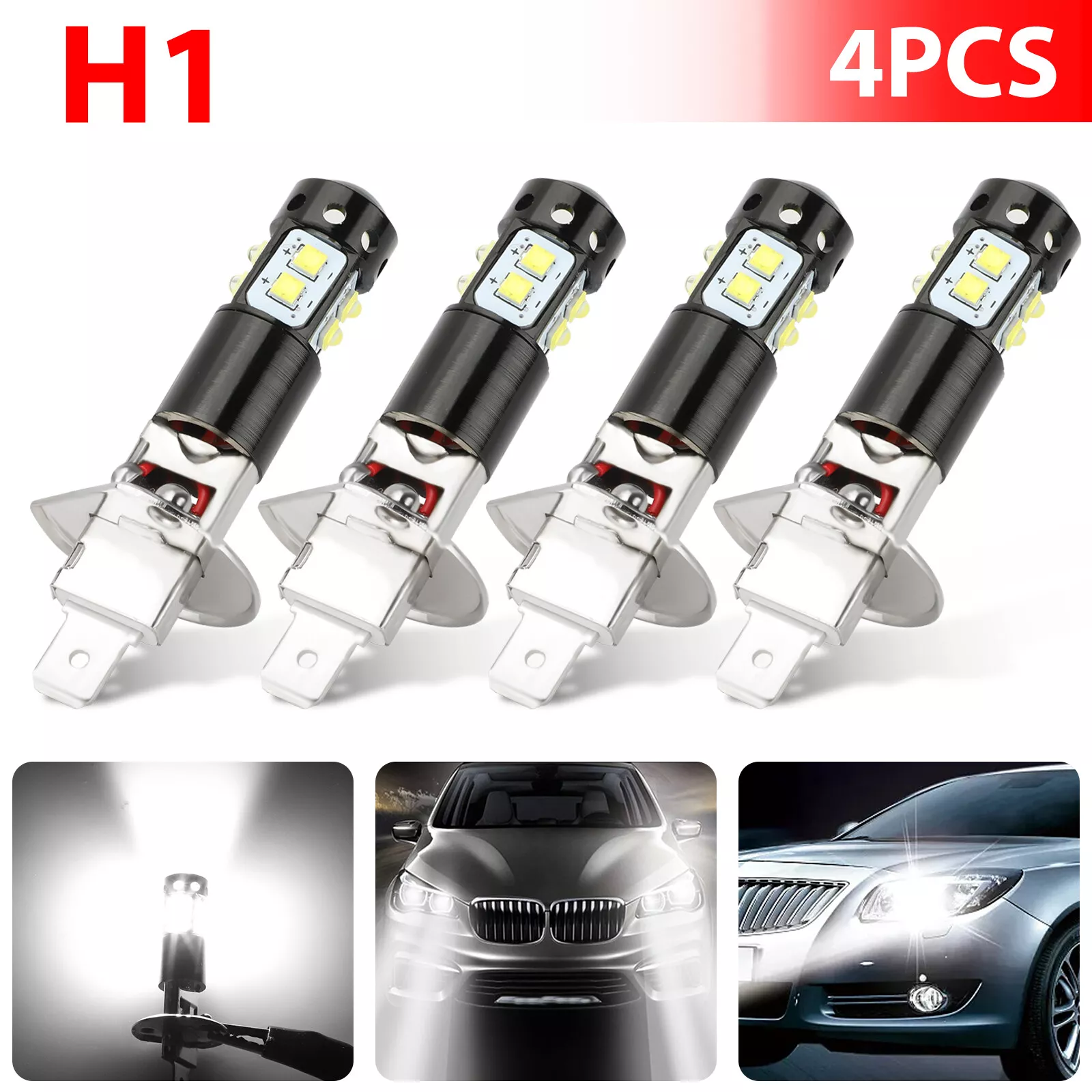 4x H1 Super Bright CREE LED Fog Driving DRL Bulb Conversion Kit 6500K ...