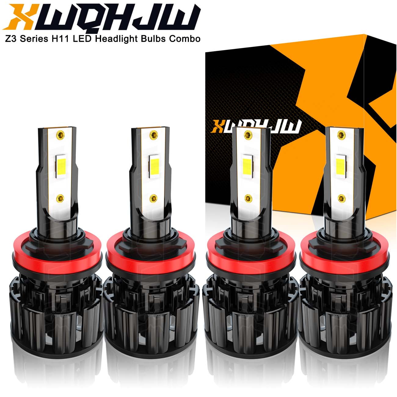 4x H11+H11 LED Headlight Kit High/Low Beam Bulb 6000K White For Nissan ...