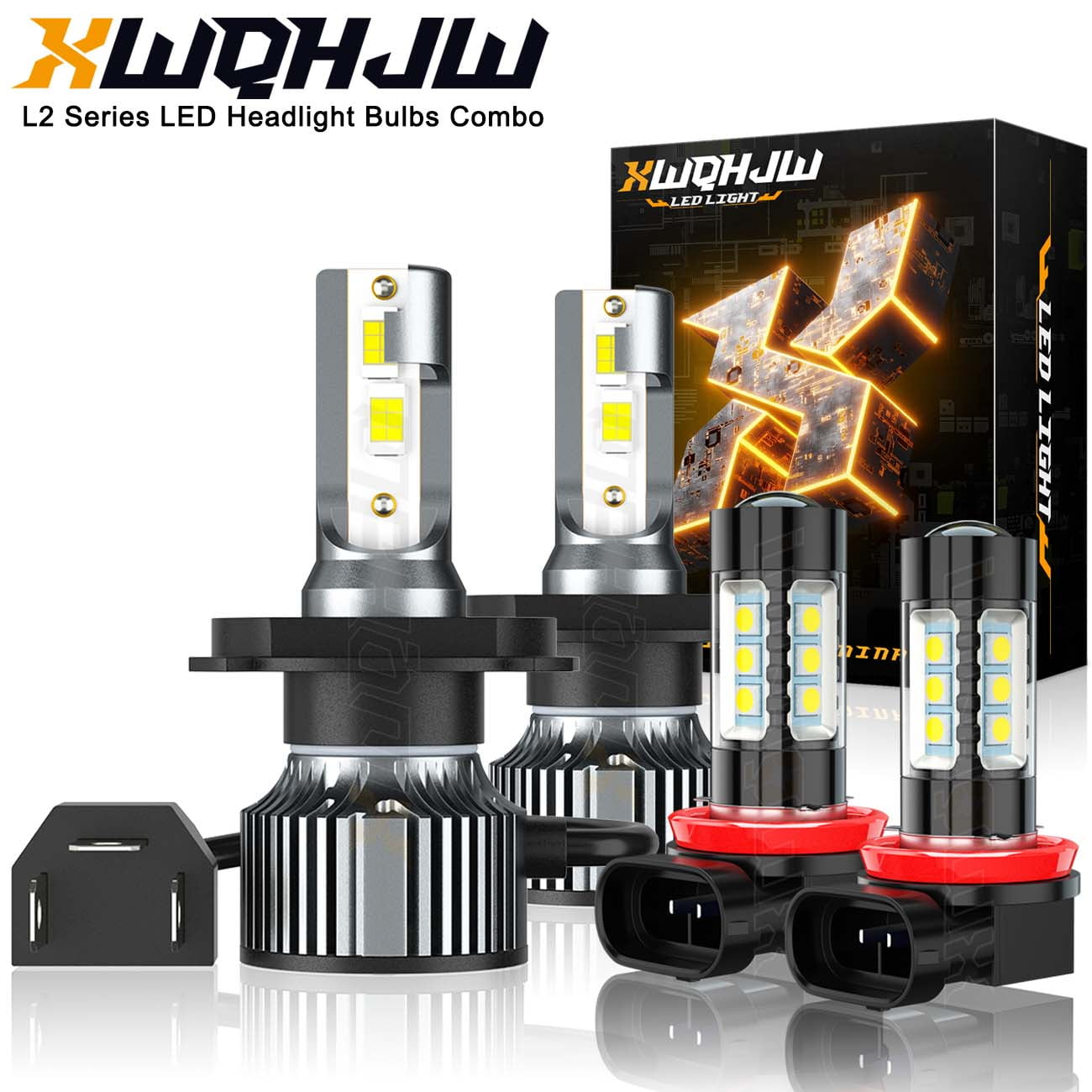4x H4 H11 6500k LED Headlight Fog Light Combo Kit for Toyota Tacoma ...