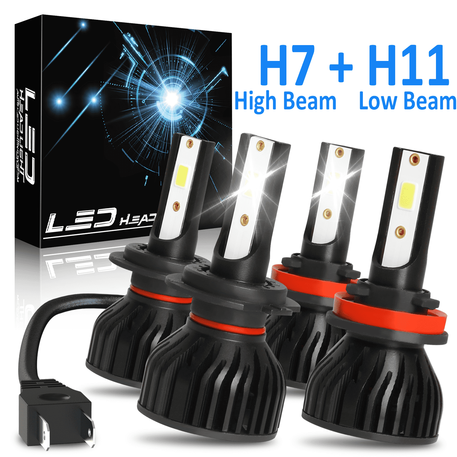 4x H7 H11 Bulb LED Headlight High Low Beam for Suzuki GSXR1000 2007 ...