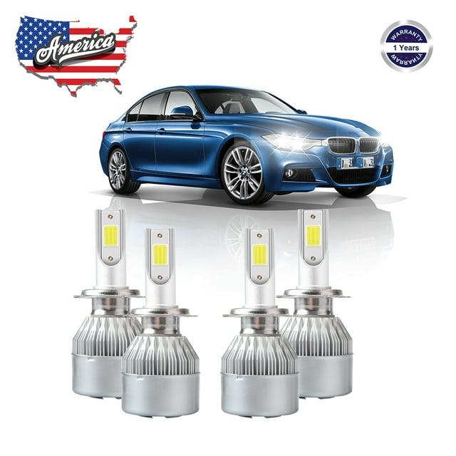4x H7 LED Headlight Bulbs High and Low Beam Kits Fits BMW 3 Series 328i ...