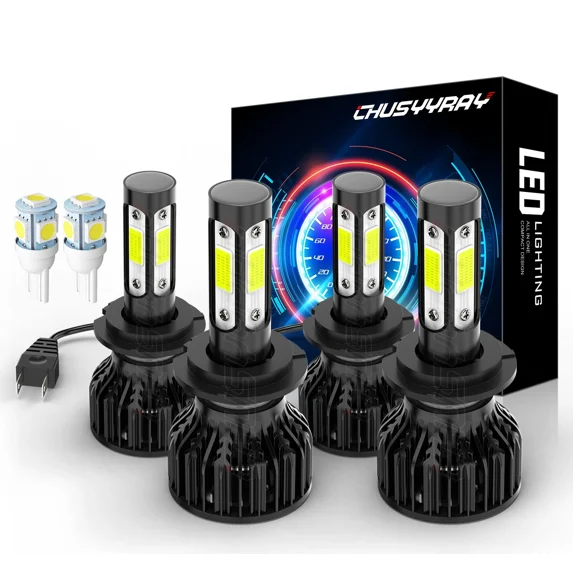 4x H7 LED Headlight Super Bright Bulbs Kit 6000K White High/Low Beam ...