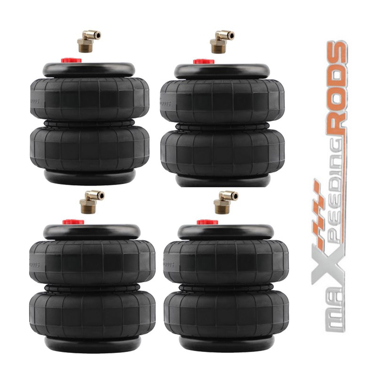 4x Heavy Duty Air Suspension Spring Bags - 2500lb, 1/2"NPT, 3/8"-16UNC ...