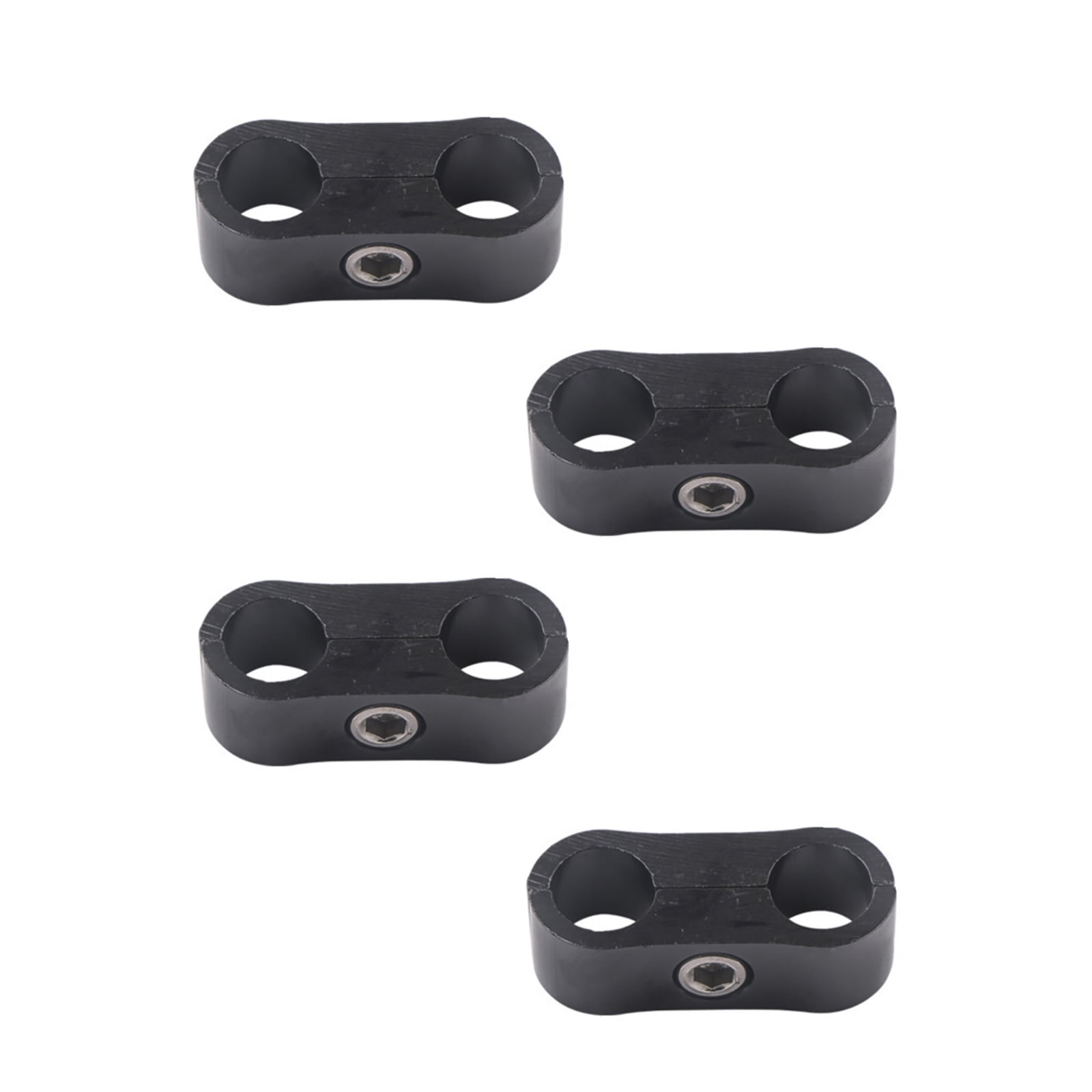 4x Hose Separator Clamp Fuel Line Mounting Aluminum Double Hole Wire ...