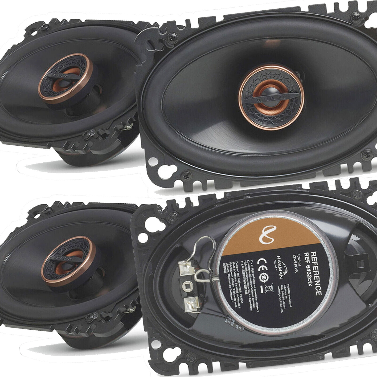 INFINITY REF-6432CFX 4x 4" x 6" 270W 2-WAY Reference Coaxial Car Audio ...