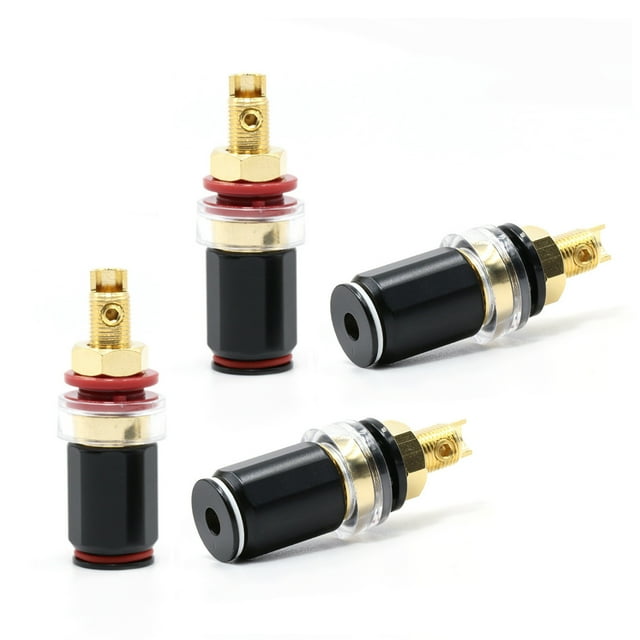 4x Lockable 24K Gold Plated HiFi Amplifier Speaker Binding Post Socket ...
