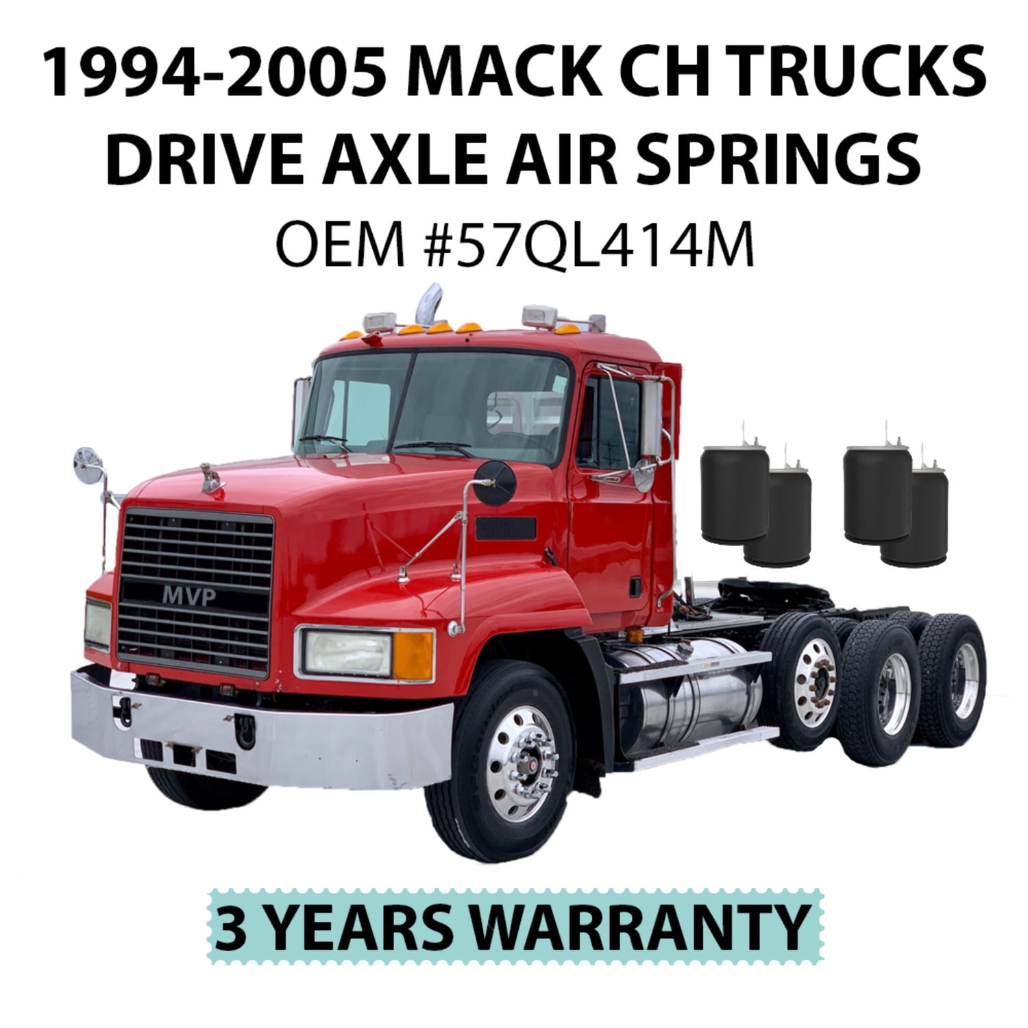 4x MVP AirSprings/ Baf Compatible for MACK 1994-2005 CH Trucks Replaces ...