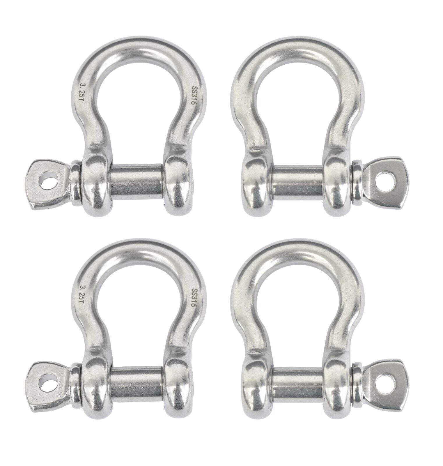 4x Marine Bow Shackle 5/8" Stainless Steel Clevis D-Ring 316 Sailboat ...