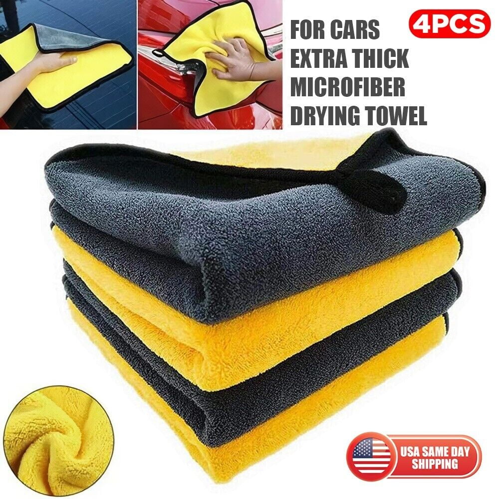 4x Microfiber Cleaning Cloth Extra Thick Rag Car Wash Polishing ...