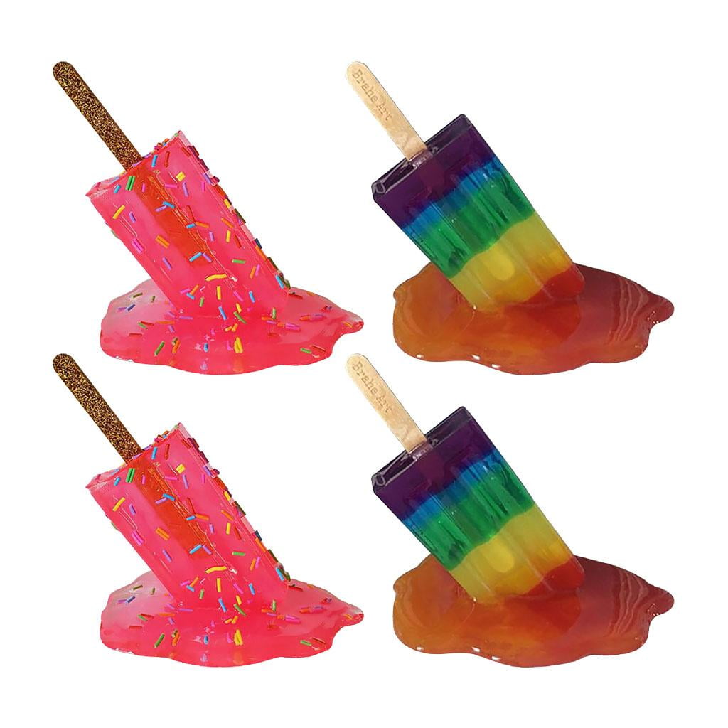 4x Modern Melting Popsicle Sculptures Melting Ice Cream Ornaments ...
