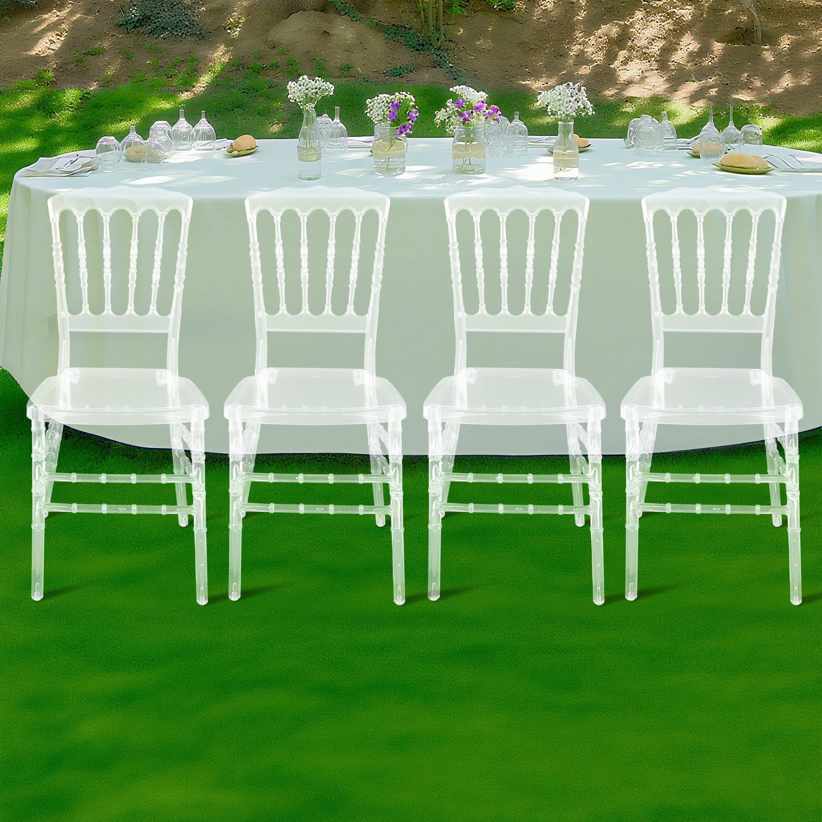 4x Modern Plastic Molded Transparent Side Dining Accent Acrylic Arm ...