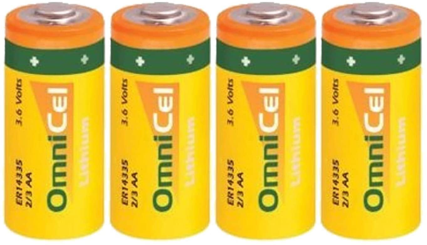 4x OmniCel ER14335 3.6V 1.65Ah 2/3AA Lithium Button Top Battery For ...