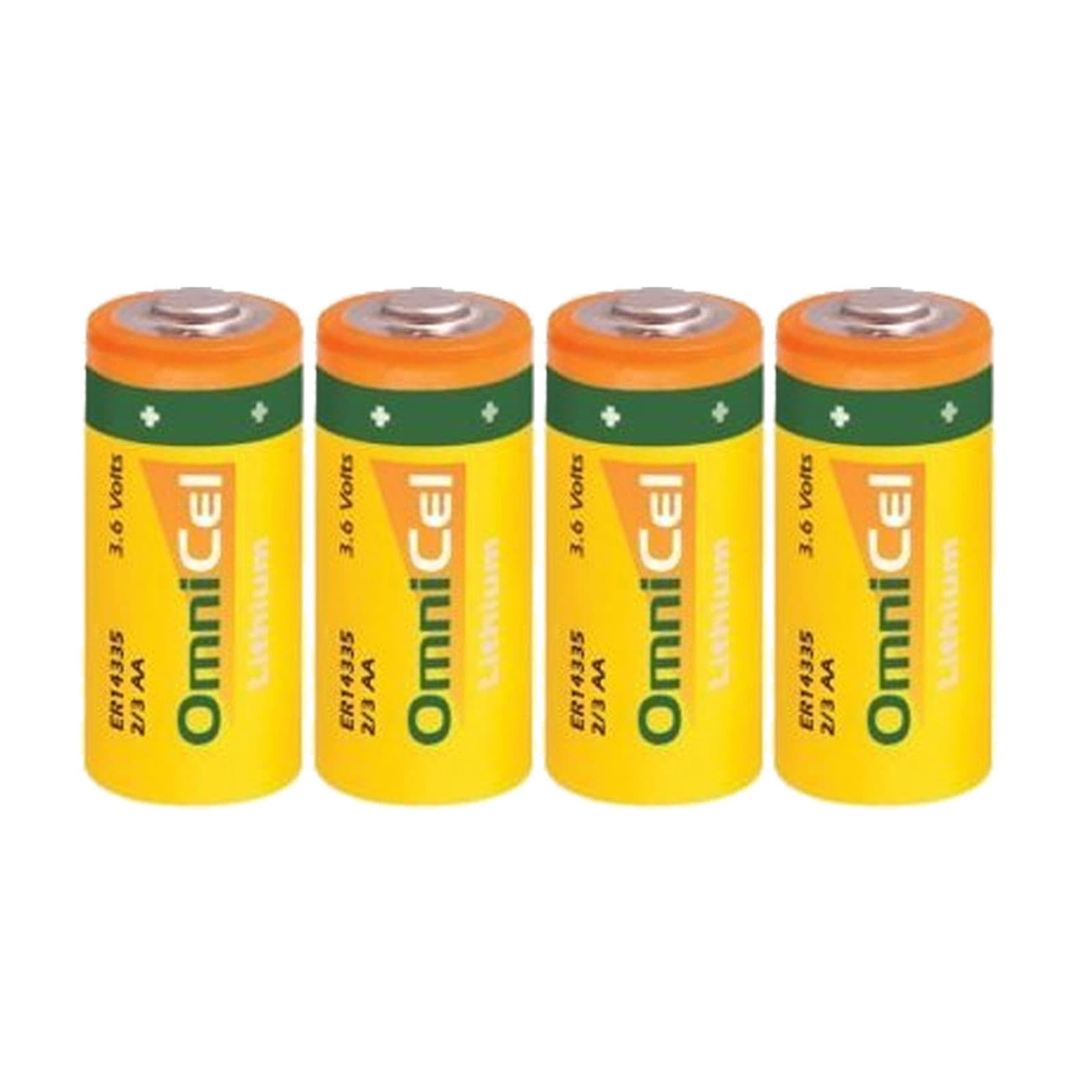 4x OmniCel ER14335 3.6V 1.65Ah 2/3AA Lithium Button Top Battery ...