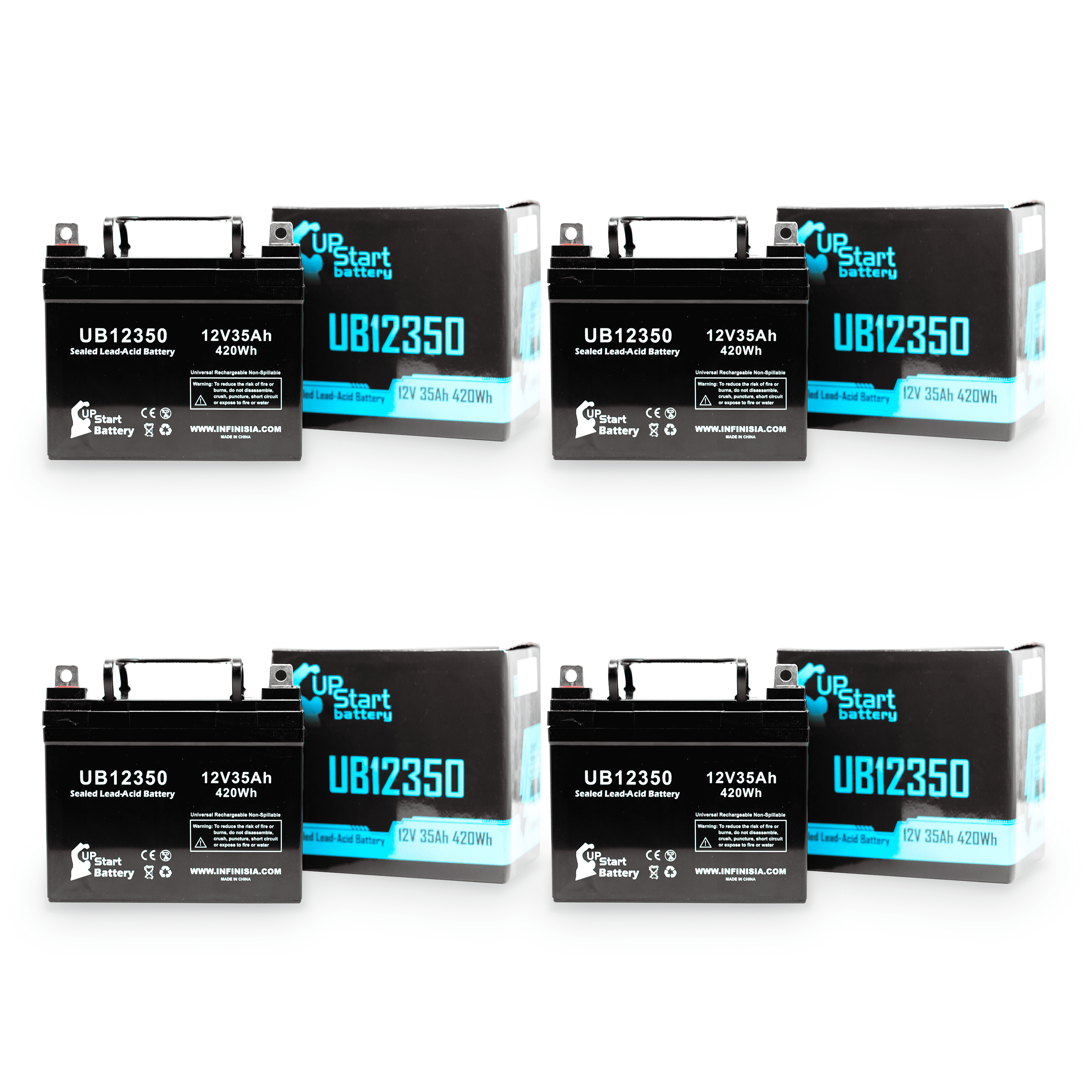 4x Pack - Compatible Edwards EST2 Battery - Replacement UB12350 ...