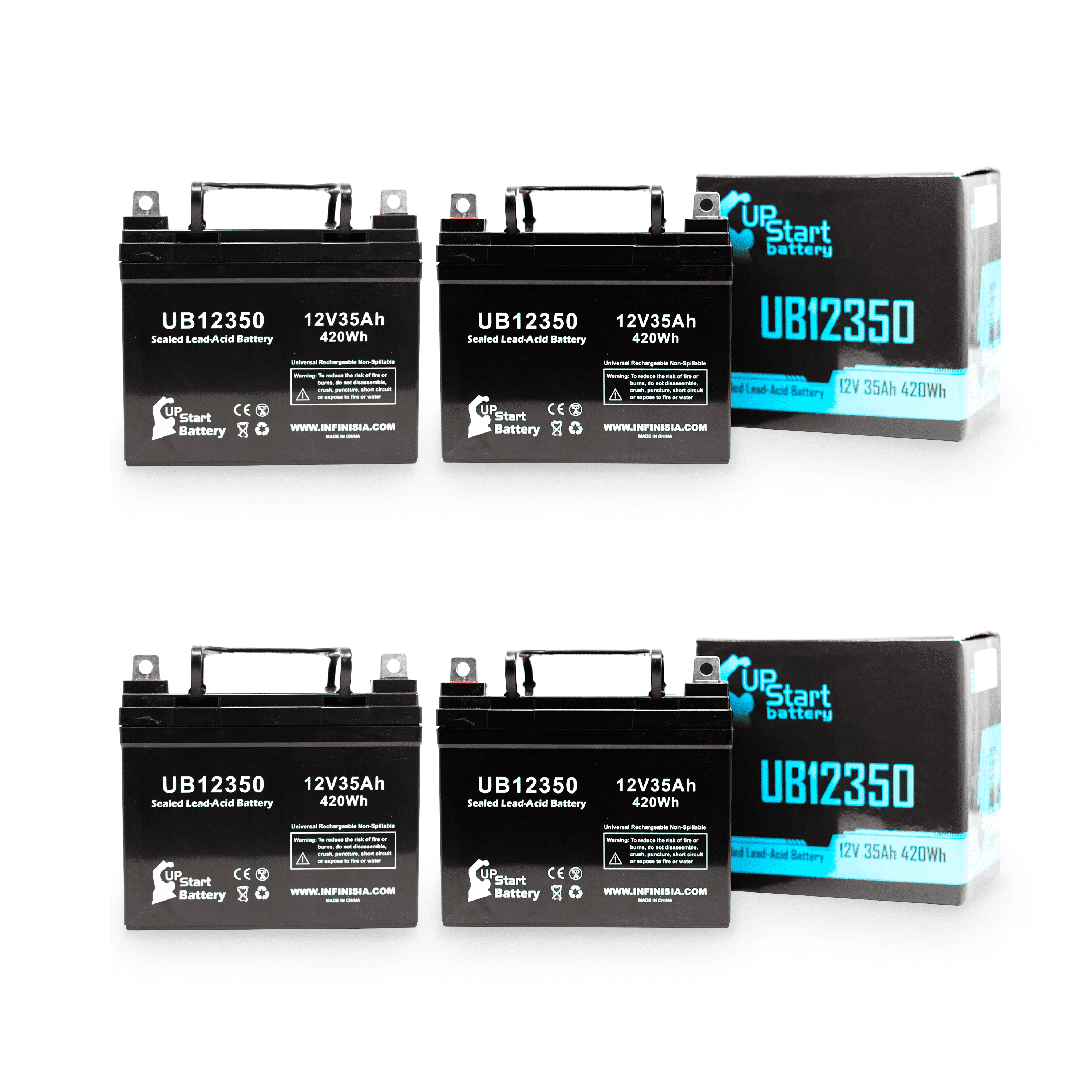 4x Pack - Compatible Everest & Jennings MARATHON Battery - Replacement UB12350 Universal Sealed ...