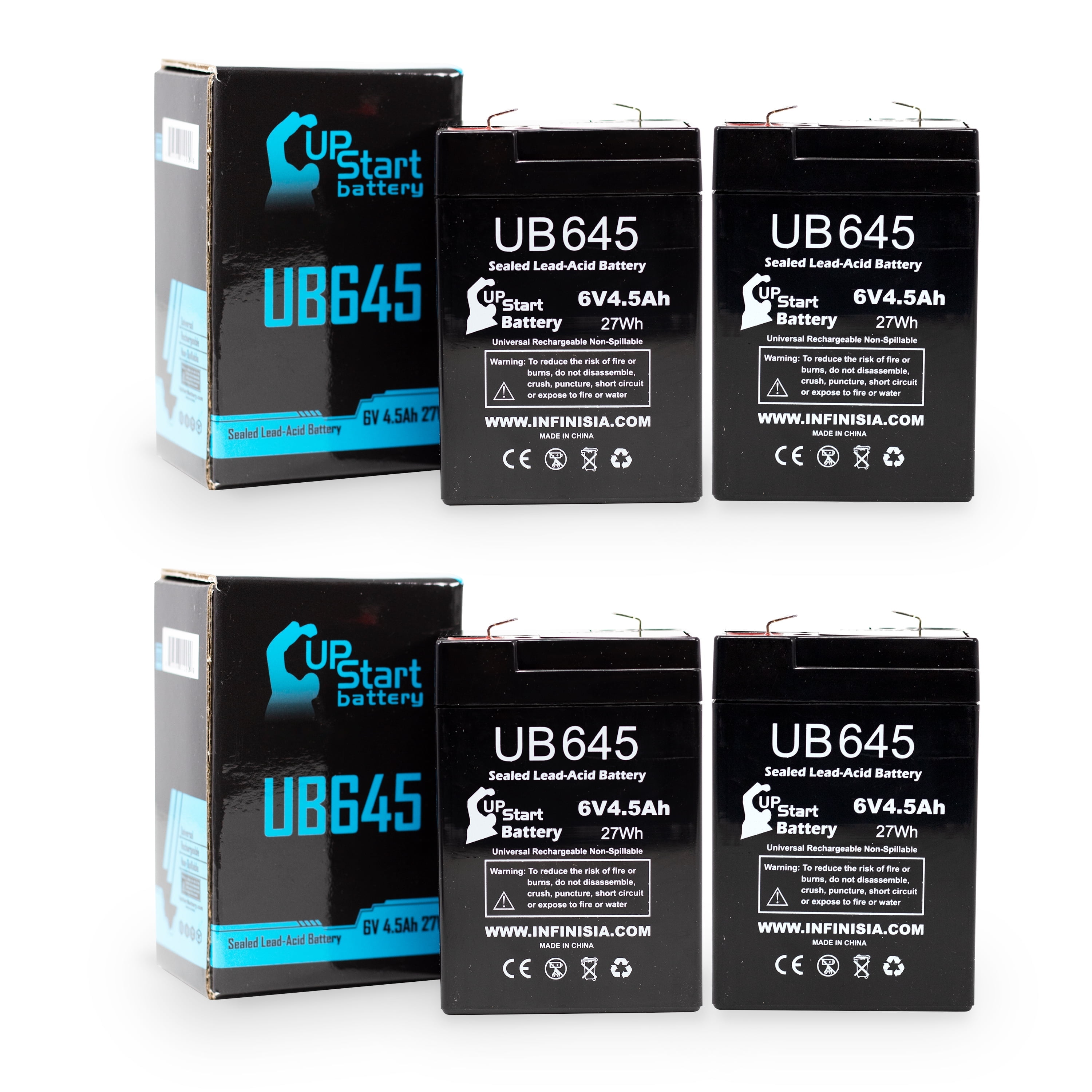 4x Pack - Compatible Light Alarms UH24 Battery - Replacement UB645 ...