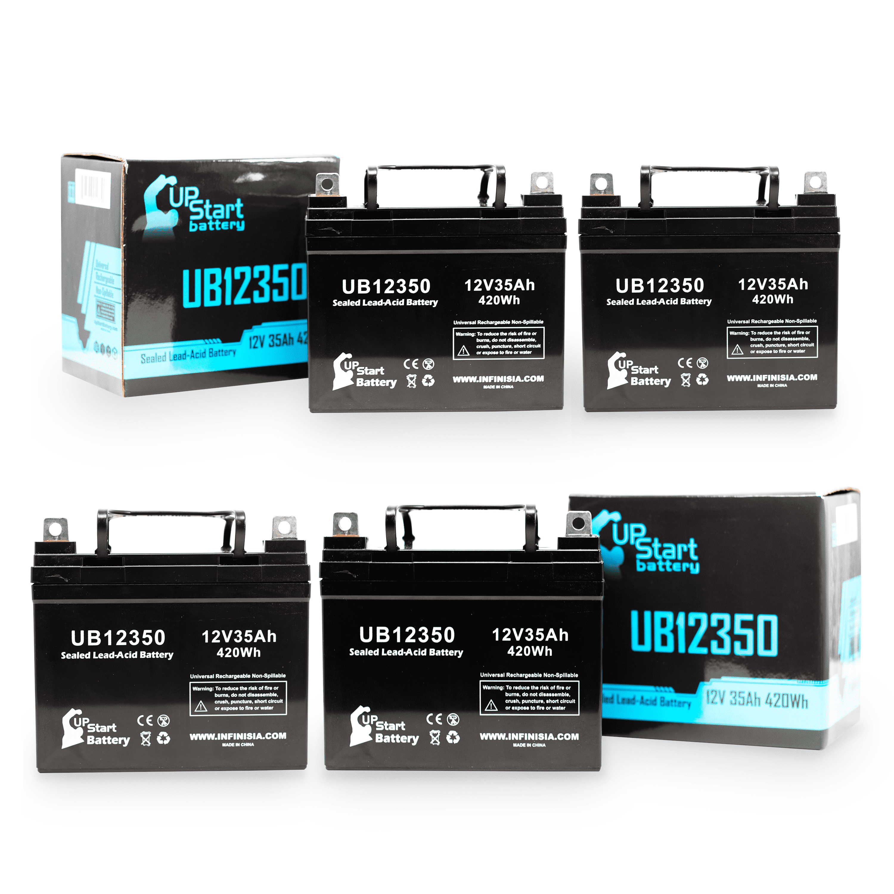 4x Pack - Compatible Permobil X850 Corpus Battery - Replacement UB12350 ...