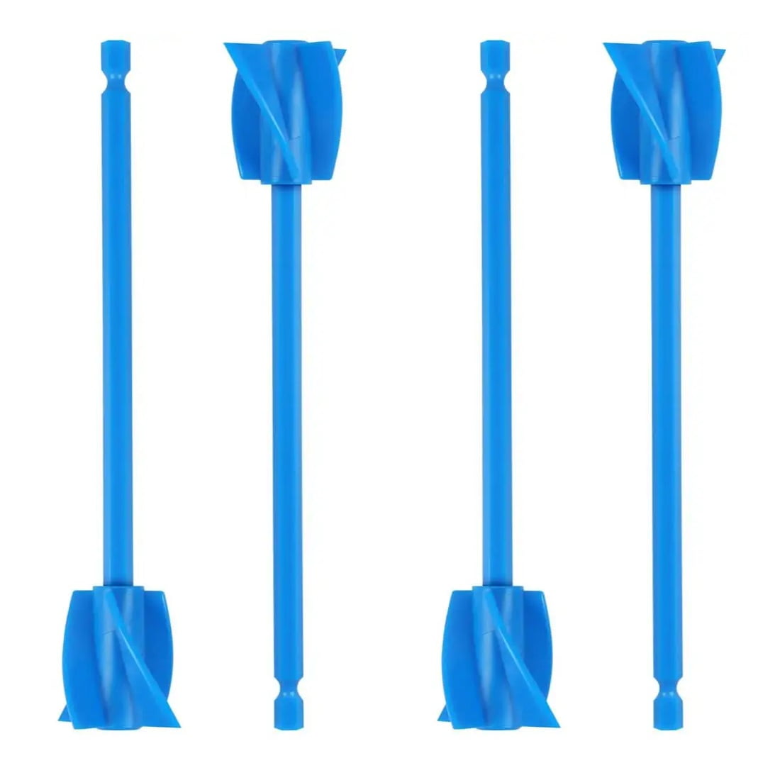 4x Paint/Epoxy Mixing Paddles Blue Drill Attachment 3/8" Chuck Plastic ...