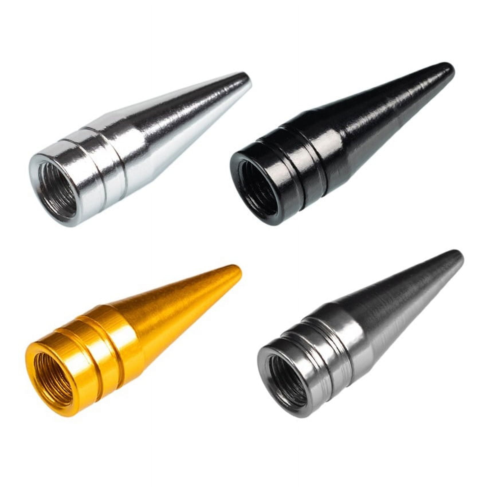 4x Pointed Spikes Bullet Valve Stem Cap Cover Tire Wheel Screw-On Metal ...