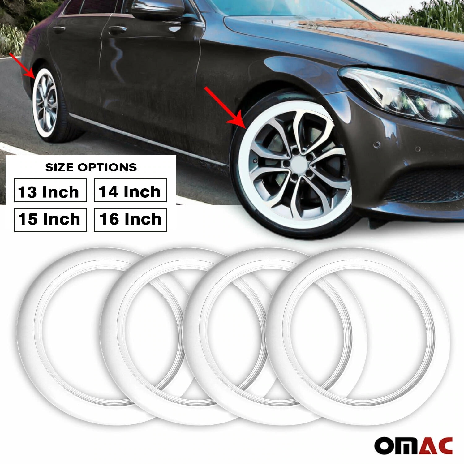 4x Portawalls White Wall Tire Insert 16" Rims Sidewall Set - Walmart.com