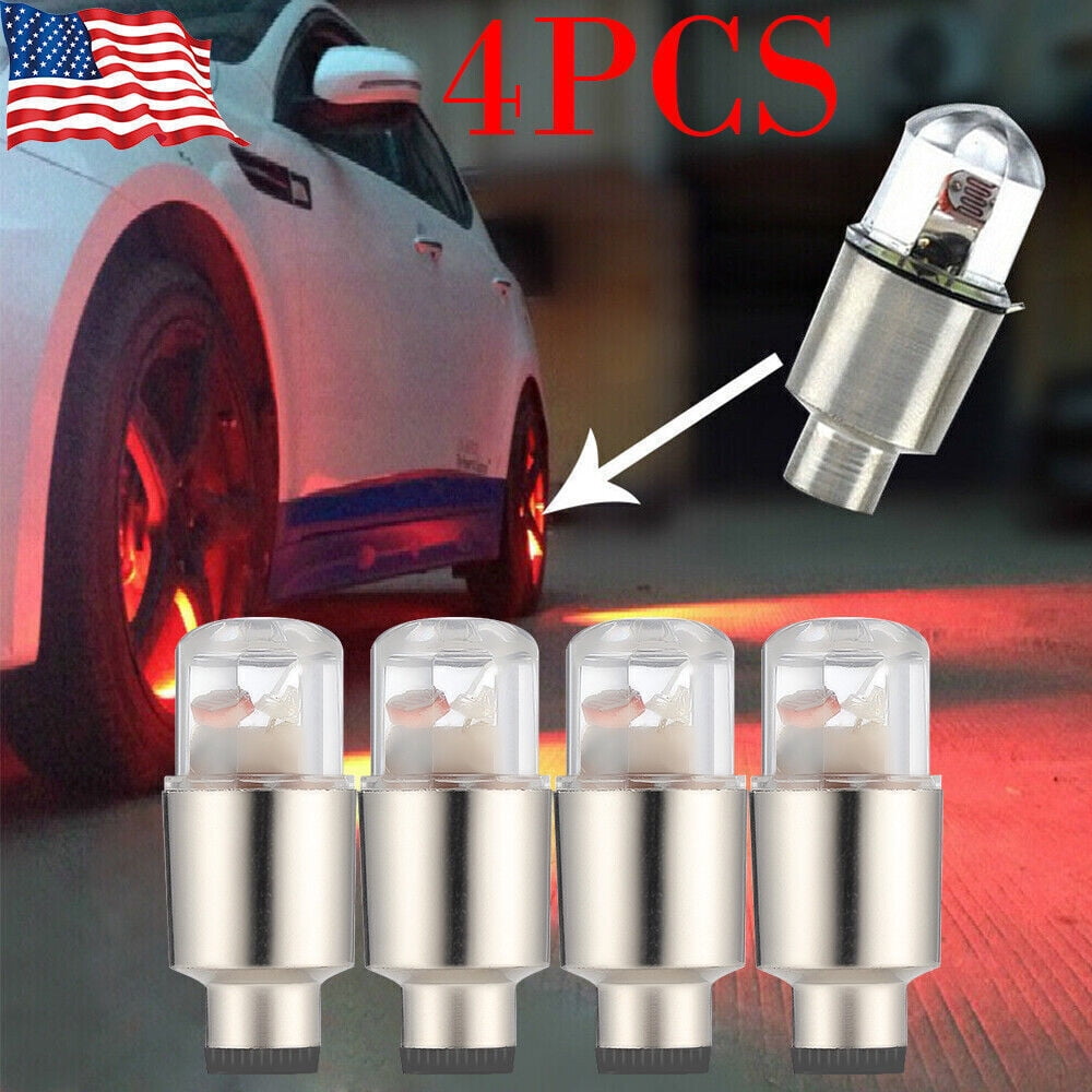 4x Red Car Auto Wheel Tire Tyre Air Valve Stem LED Light Caps ...