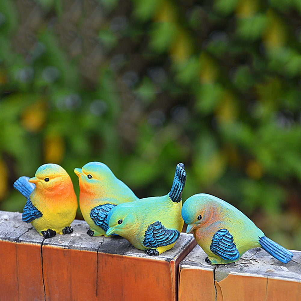 4x ResinBlue Bird Pot Topping Garden Ornaments Outdoor Decoration ...
