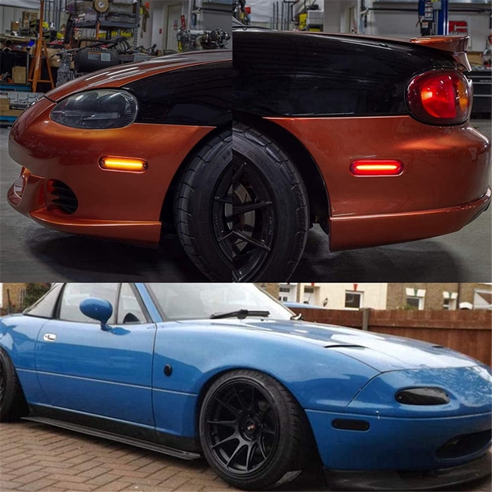 4x Smoked Lens LED Side Marker Light Amber+Red For Mazda MX-5 99-05 ...