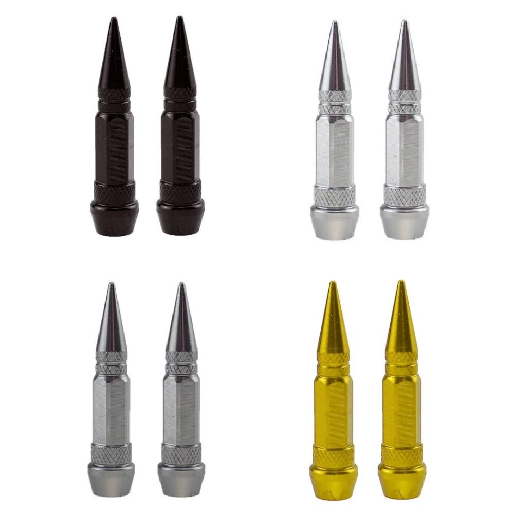 4x Spike Bullet Valve Stem Caps Covers Tire Wheel Screw-on Metal ...