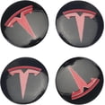4x Tesla Model 3 Y S X Emblem Badge Sticker Wheel Hub Caps Center Cover ...