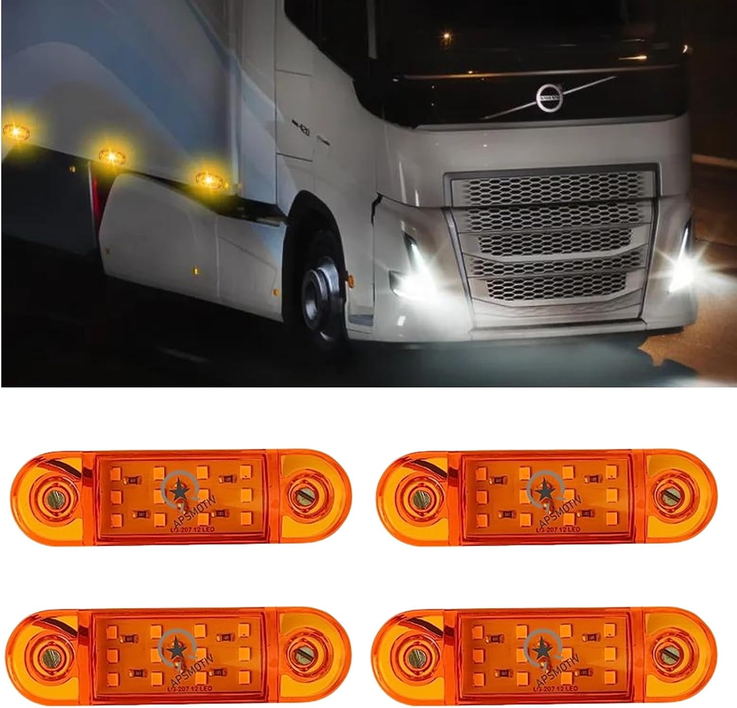 4x Trailer RV Marker LED Light 12LED Clearance Light Amber 35.5"x1 ...