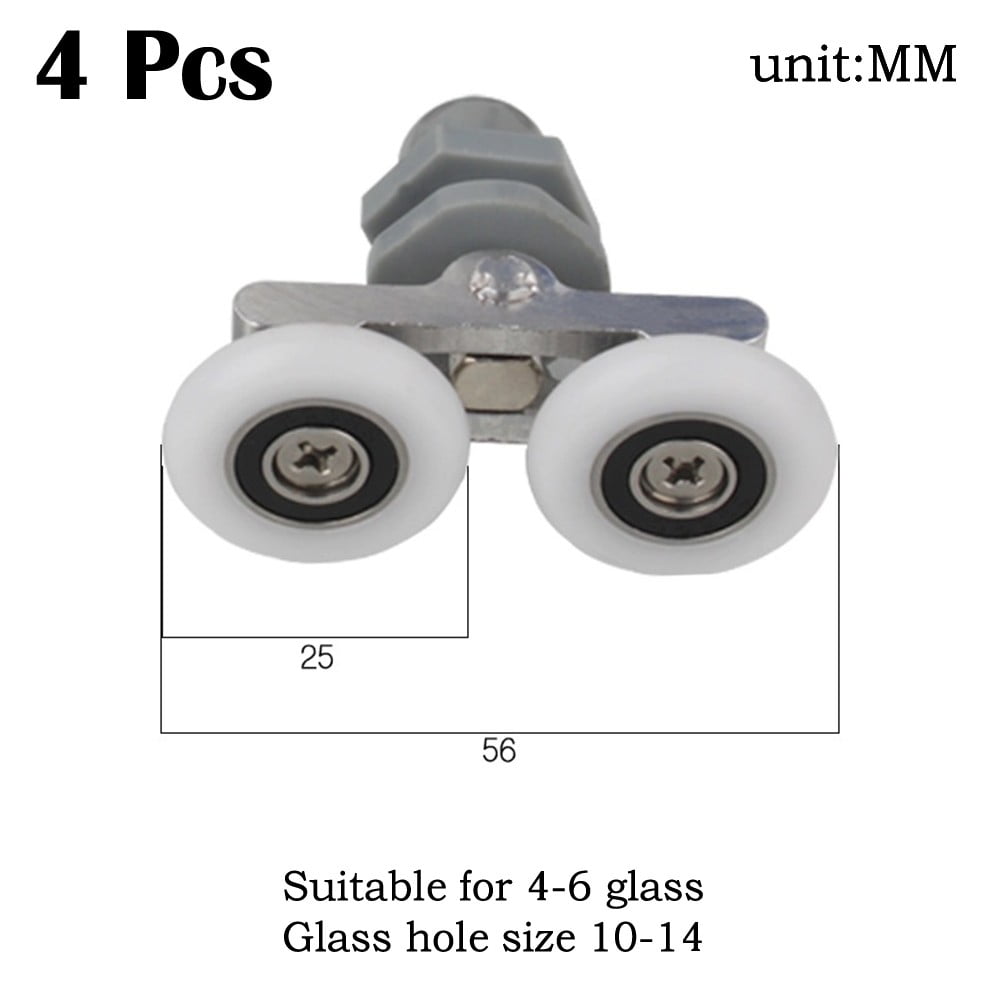 4x Twin Bathroom Shower Door Roller Runner Wheels Sliders 25mm Dia ...