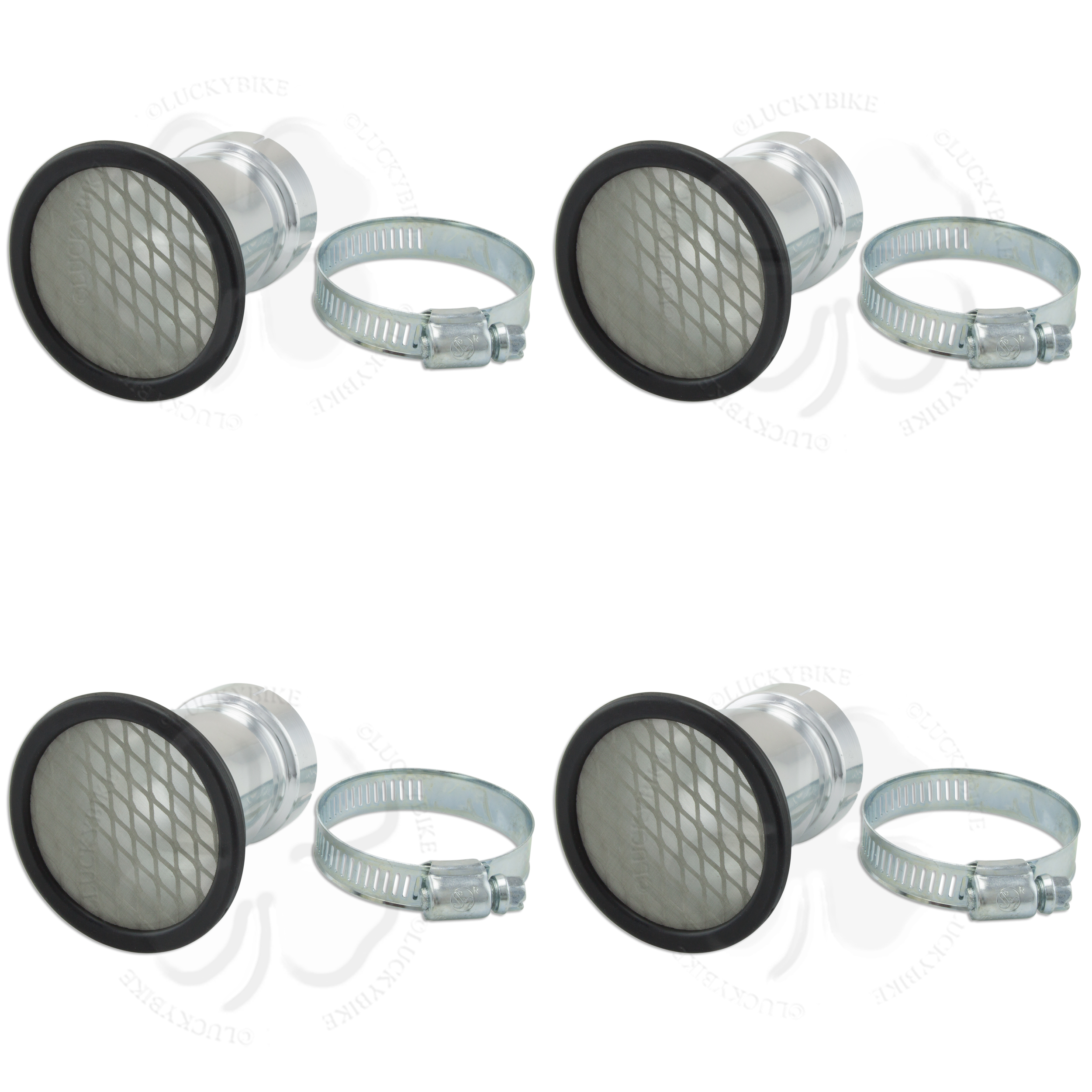 4x Velocity Stack 39mm 1 9/16 Universal Carb Air Horn Clamp On Mesh ...