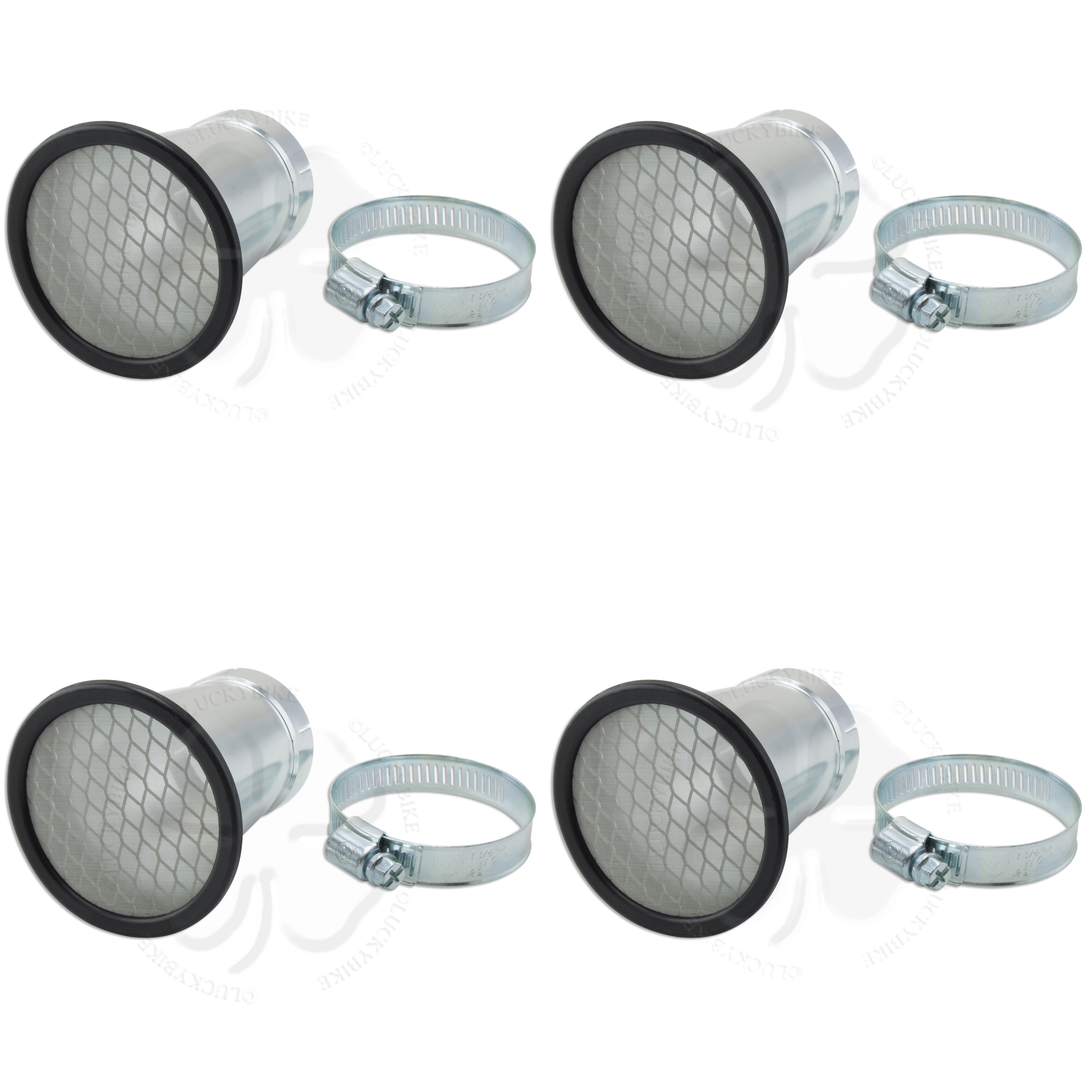 4x Velocity Stack 42mm 1 5/8 inch Universal Carb Air Horn Clamp On Mesh ...