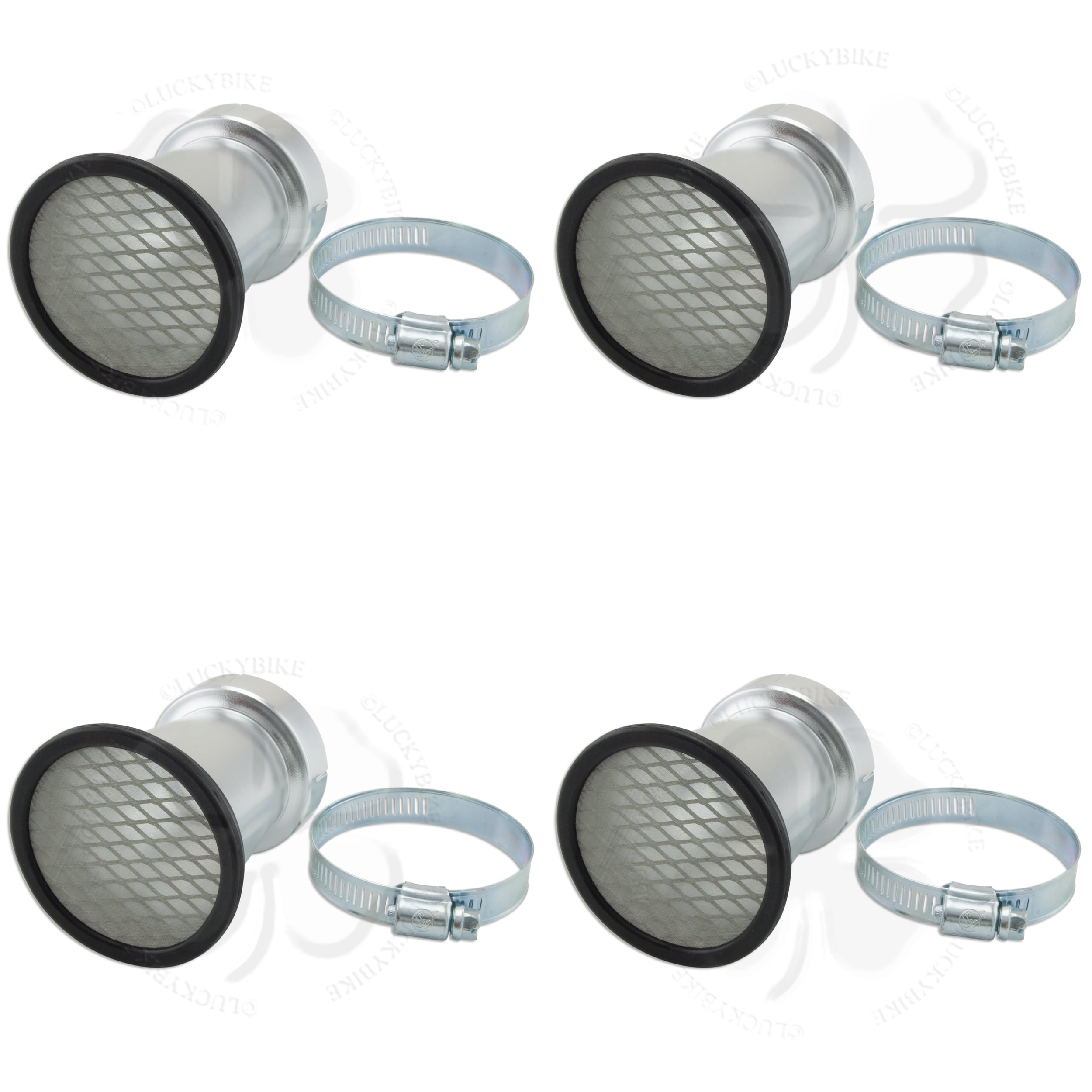 4x Velocity Stacks 52mm 2 inch Universal Carb Air Horn Clamp On Mesh ...