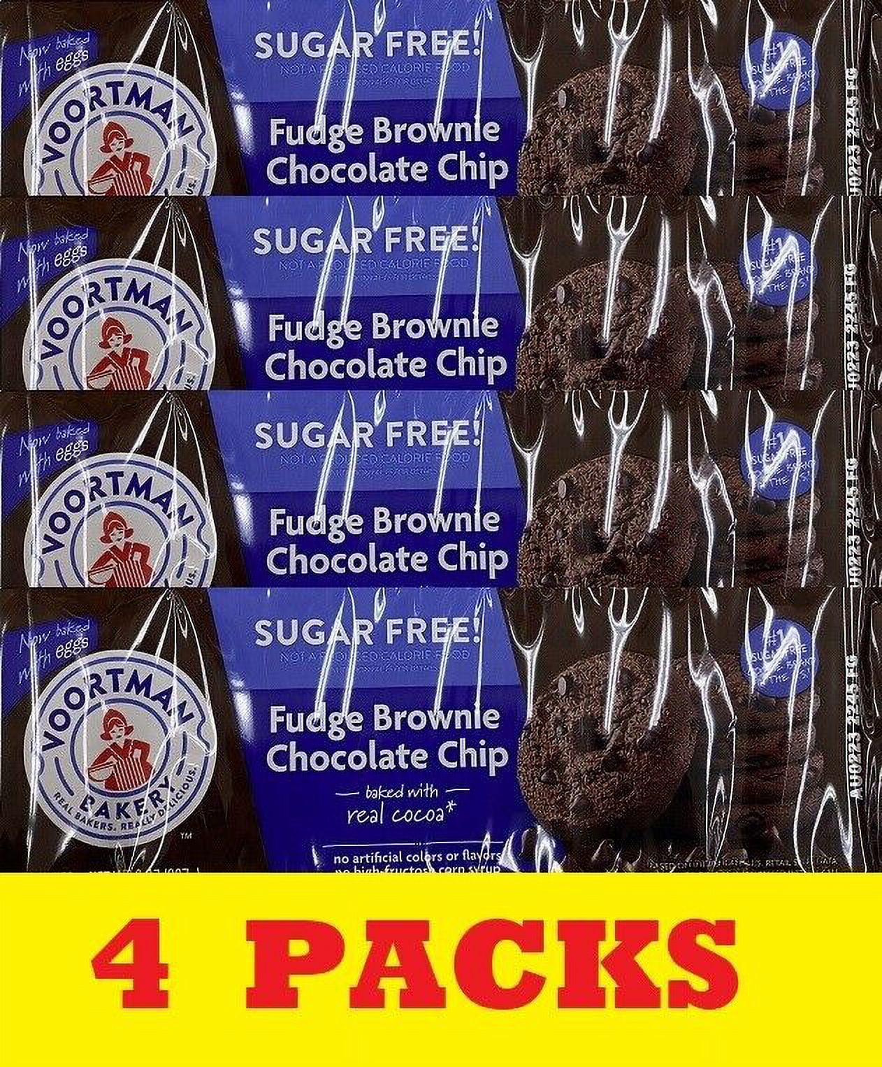 4x Voortman Bakery SUGAR FREE Fudge Brownie Chocolate Chip Cookies 8oz ...