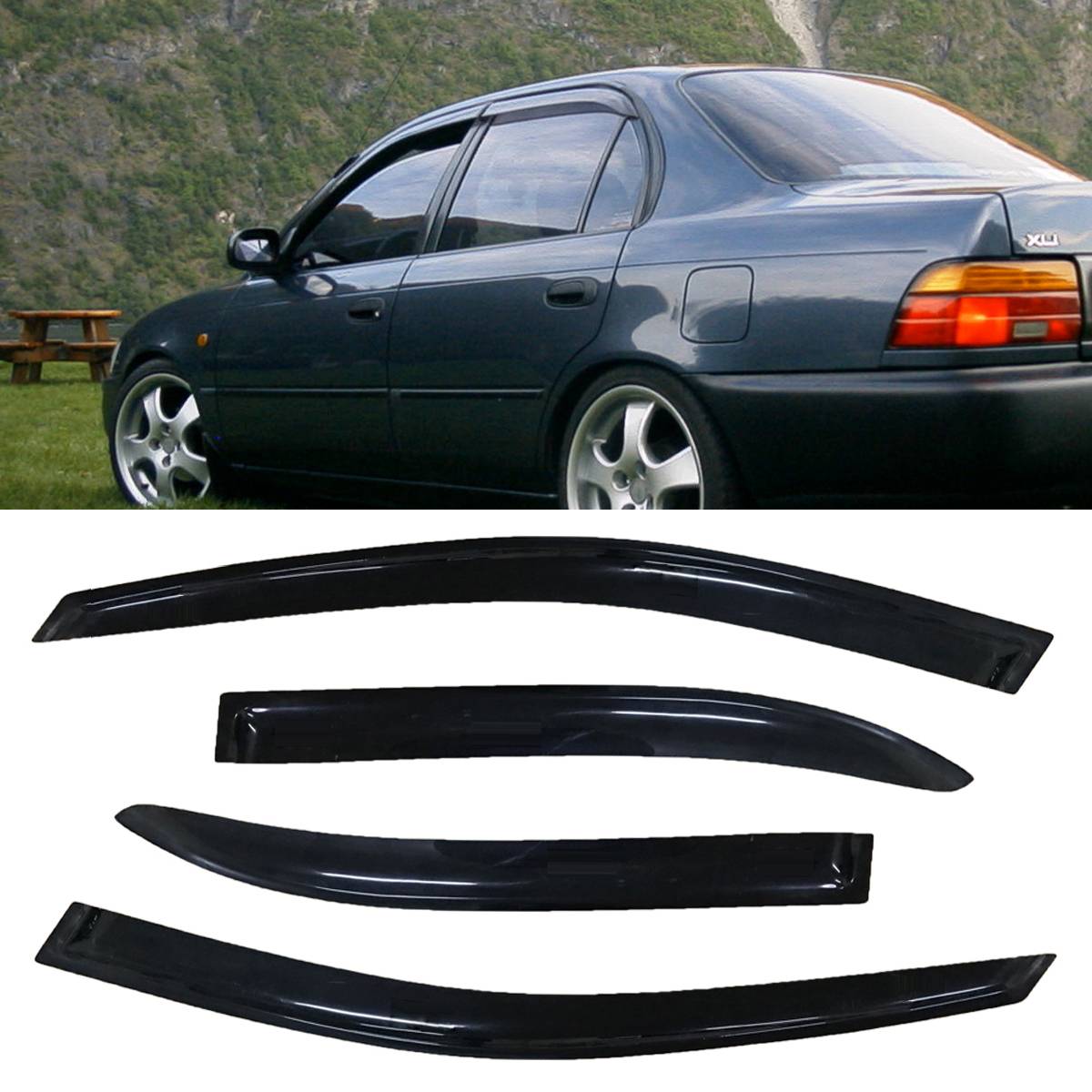4x Window Visors Wind Vent Deflector Out-Channel for 93-97 Toyota ...